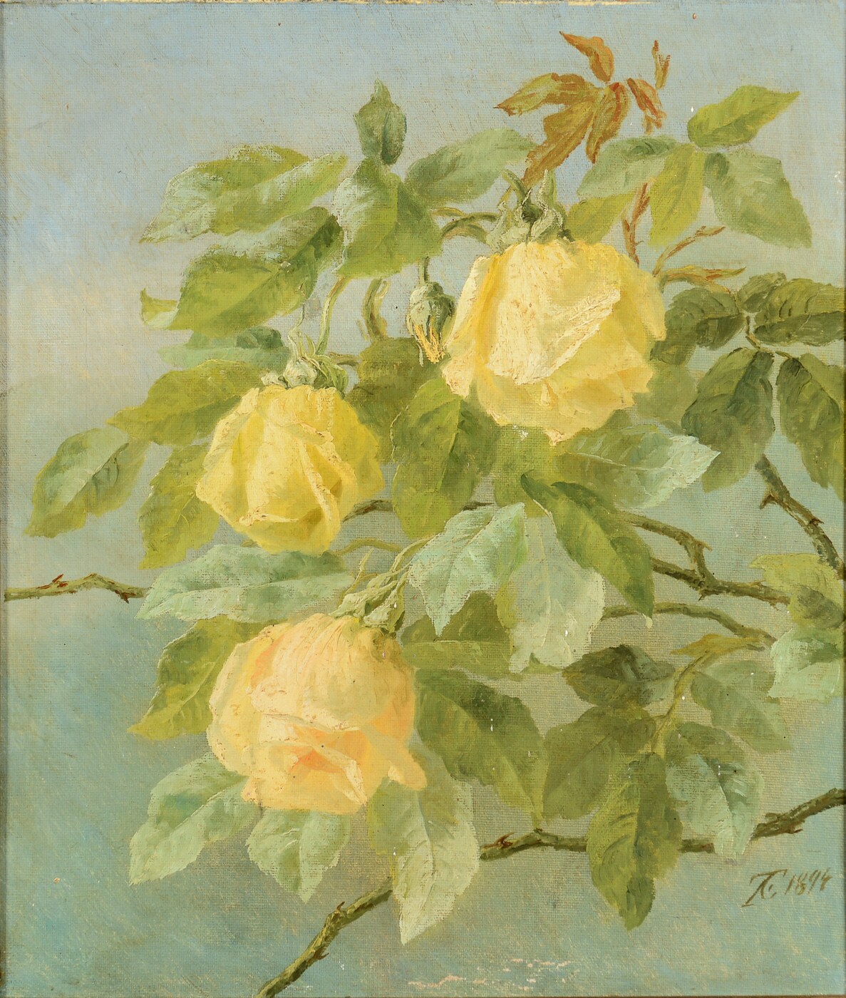 Anthonore Christensen. Gule roser, olie på lærred | Lauritz.com