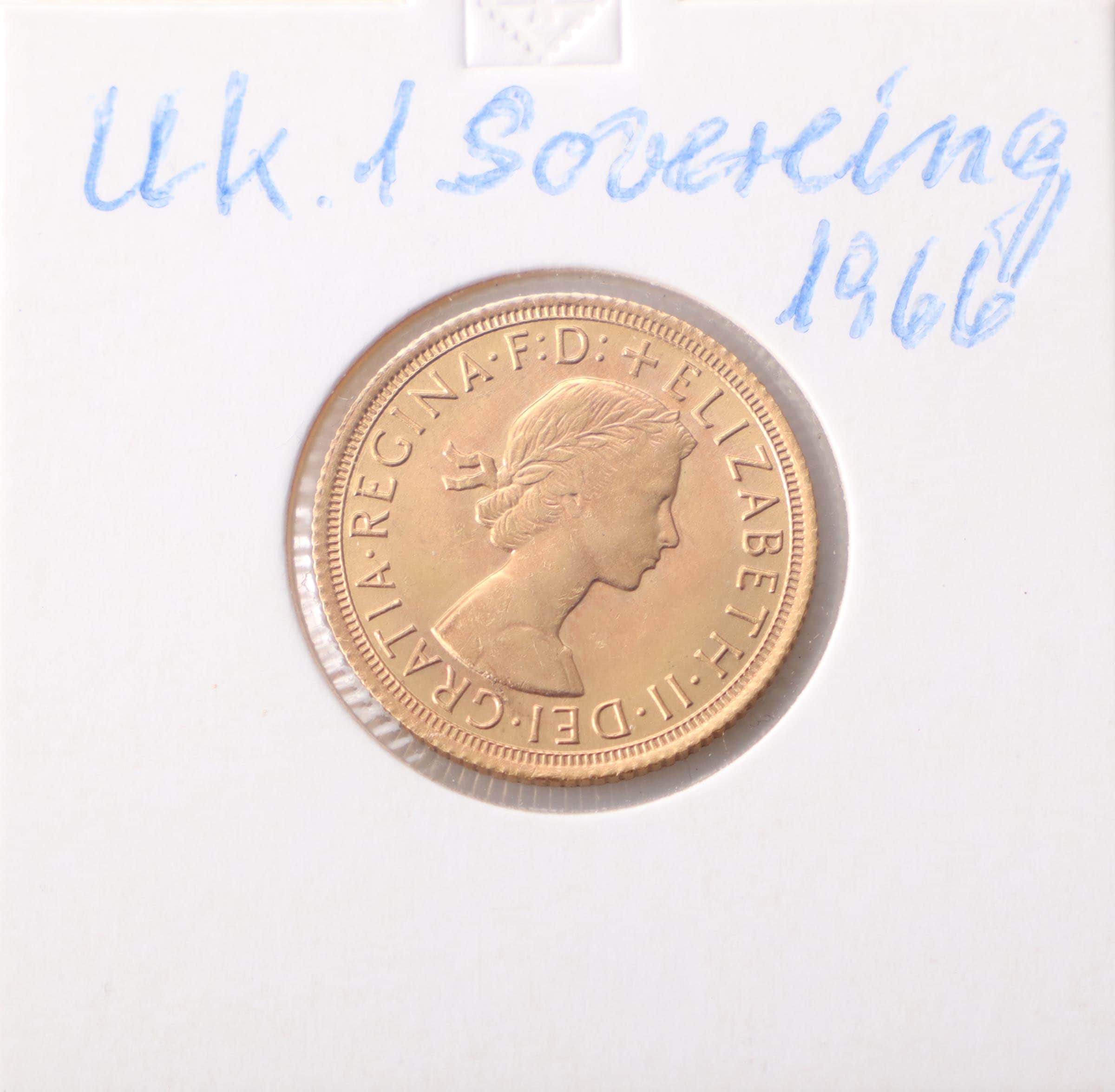 1 Sovereign 1966 Elizabeth II gold coin | Lauritz.com
