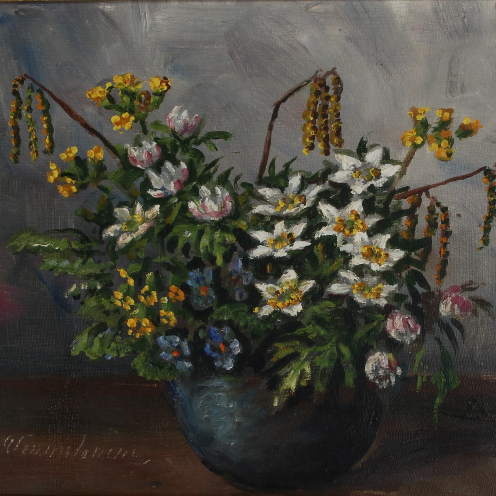 Yelva Vermehren. Blomsterbillede. Olie på lærred | Lauritz.com