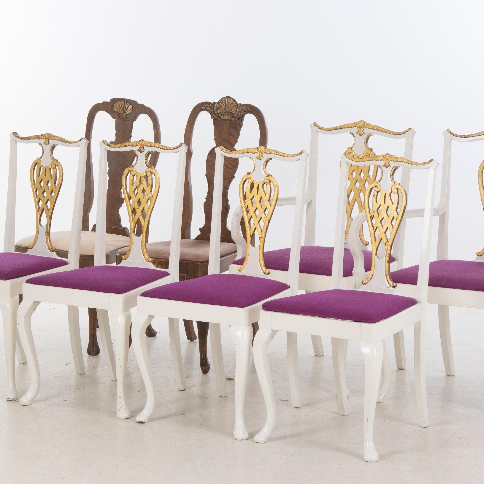 Collection of Chippendale and Rococo style chairs, 20th century (8 ...