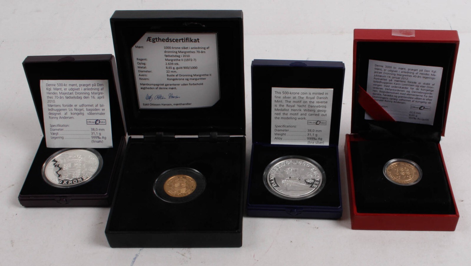 Danmark 1000 Og 3000 Kroner Guld Samt 2 Stk 500 Kroner S lv Lauritz