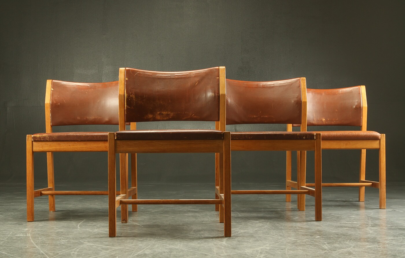 Børge Mogensen 4 stole eg læder | Lauritz.com