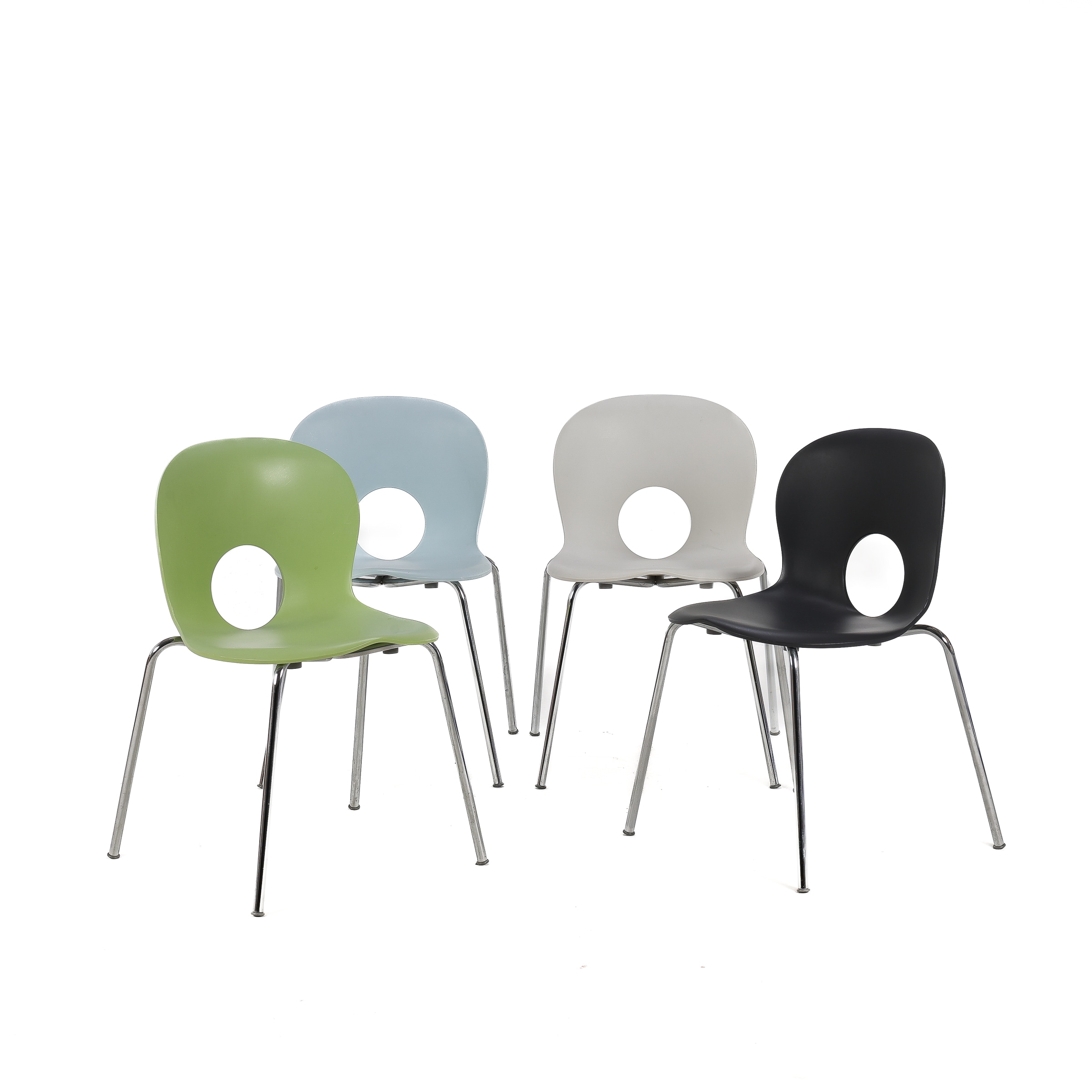 Raul Barbieri for Rexite: Four stacking chairs model 'Olivia' | Lauritz.com