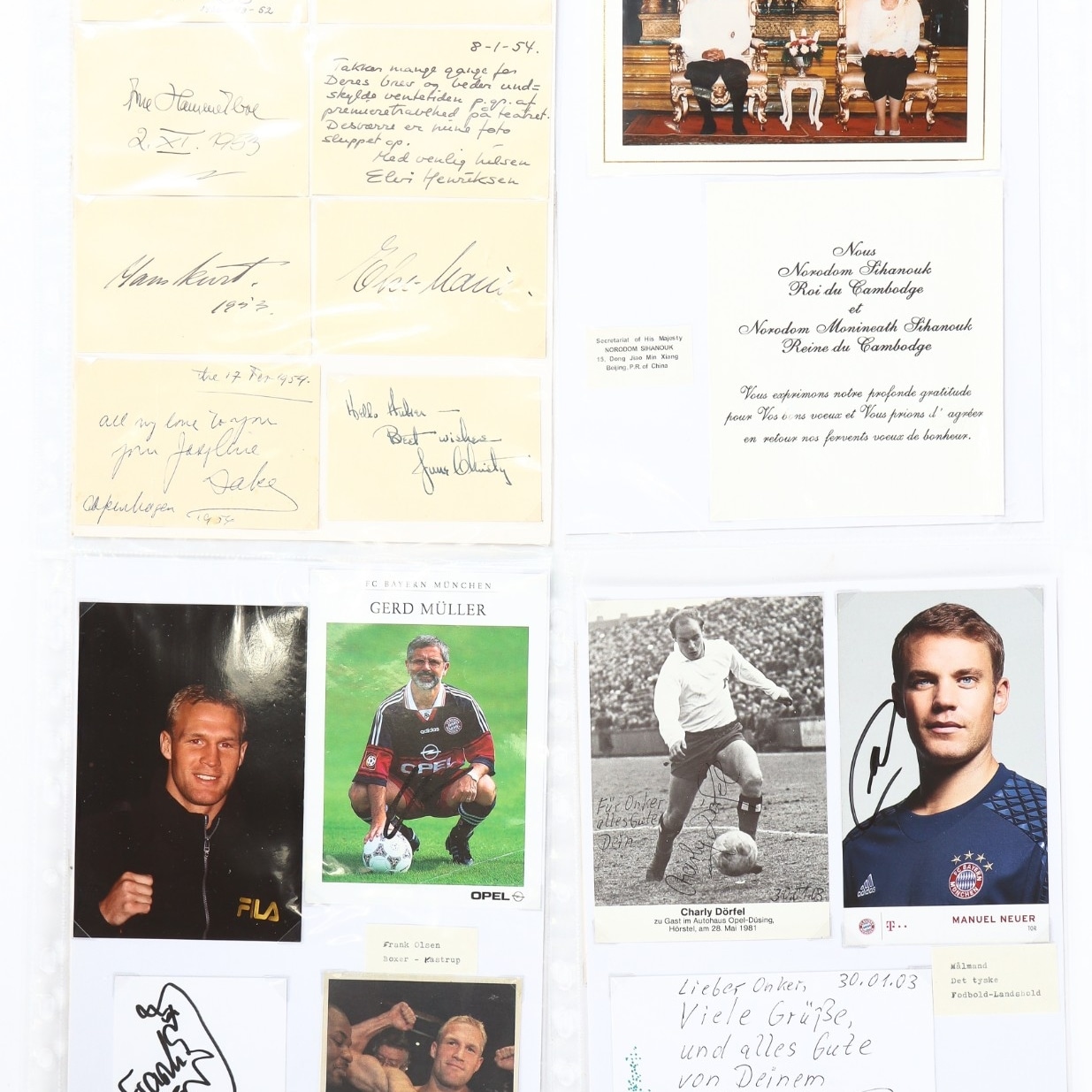 Samling autografer. Gunnar Nu Hansen, Manuel Neuer, Gerd Müller mm. ca ...