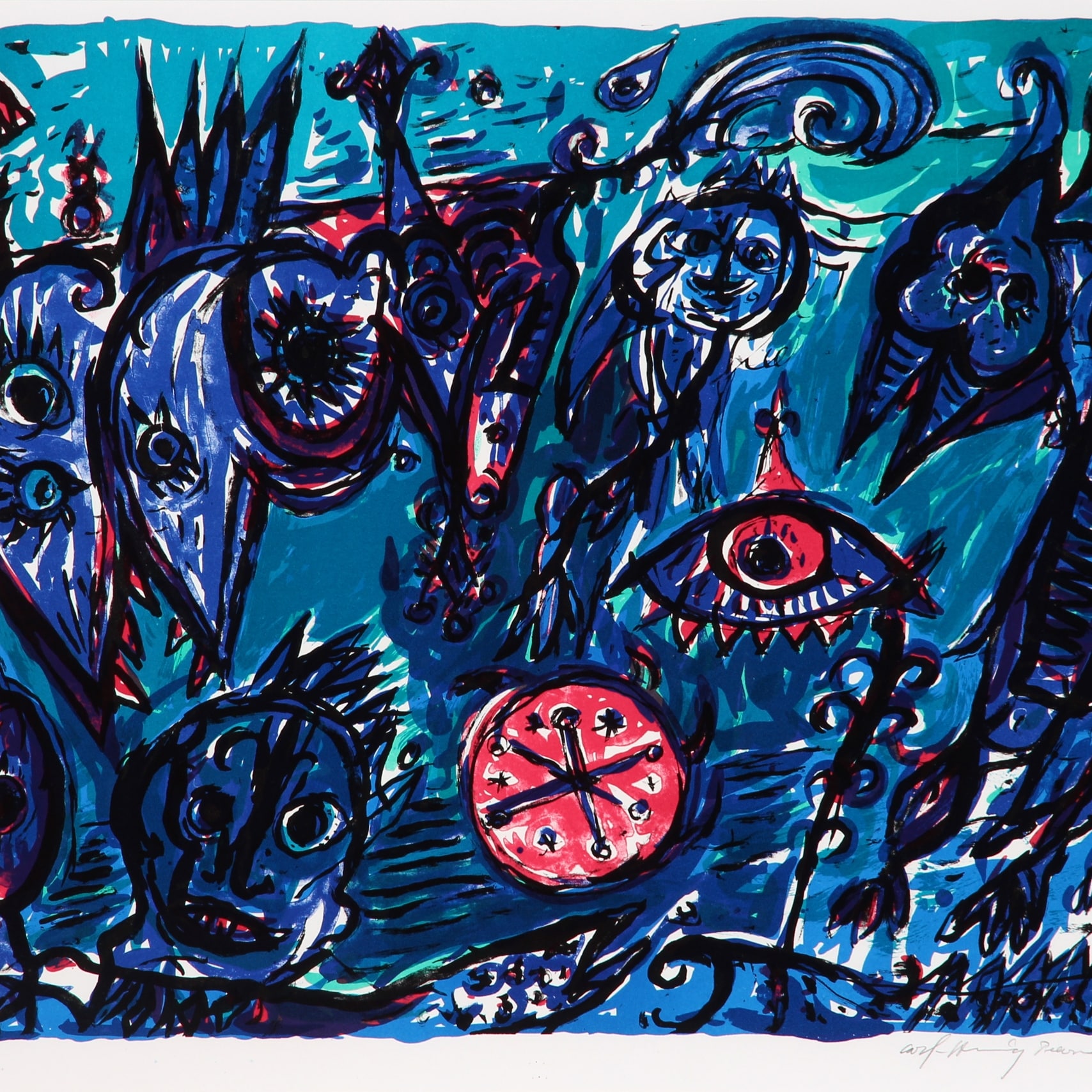 Carl Henning Pedersen. 'Blåt Maya', 1977 | Lauritz.com