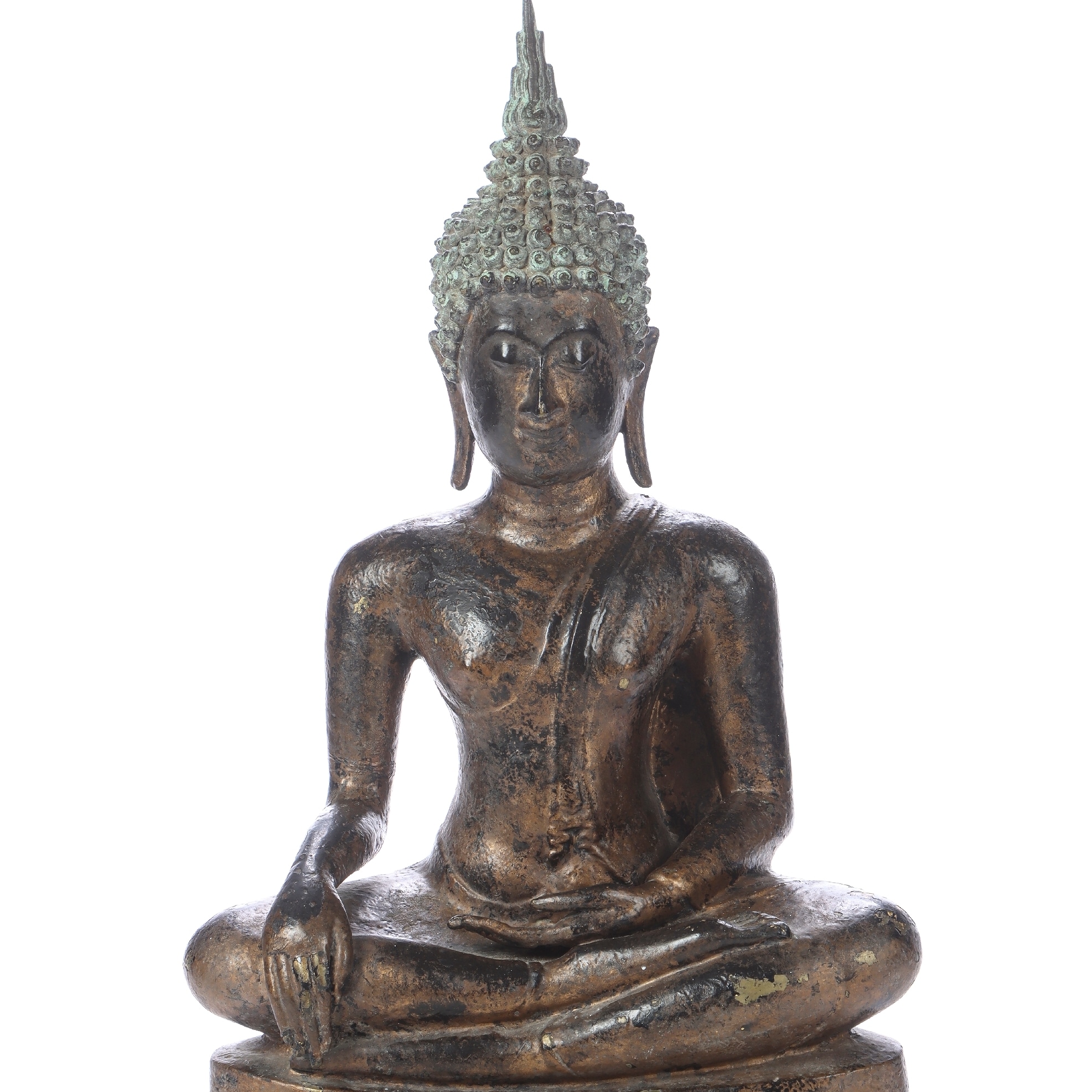 Stor siddende Buddha af forgyldt bronze / messing, Thailand, 19/20. årh ...