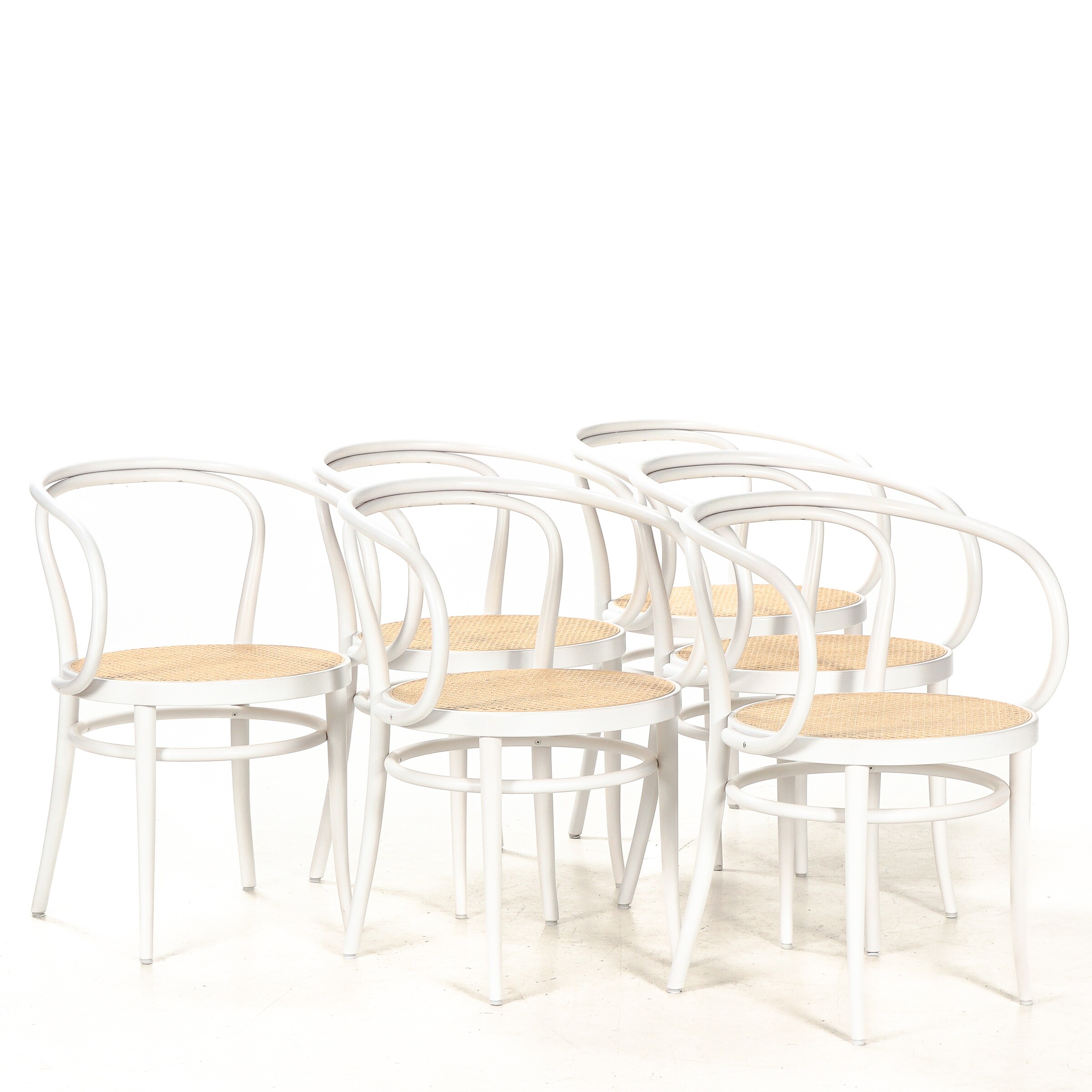 Thonet. Six armchairs - 'Wiener Stuhl', white stained ash & French ...