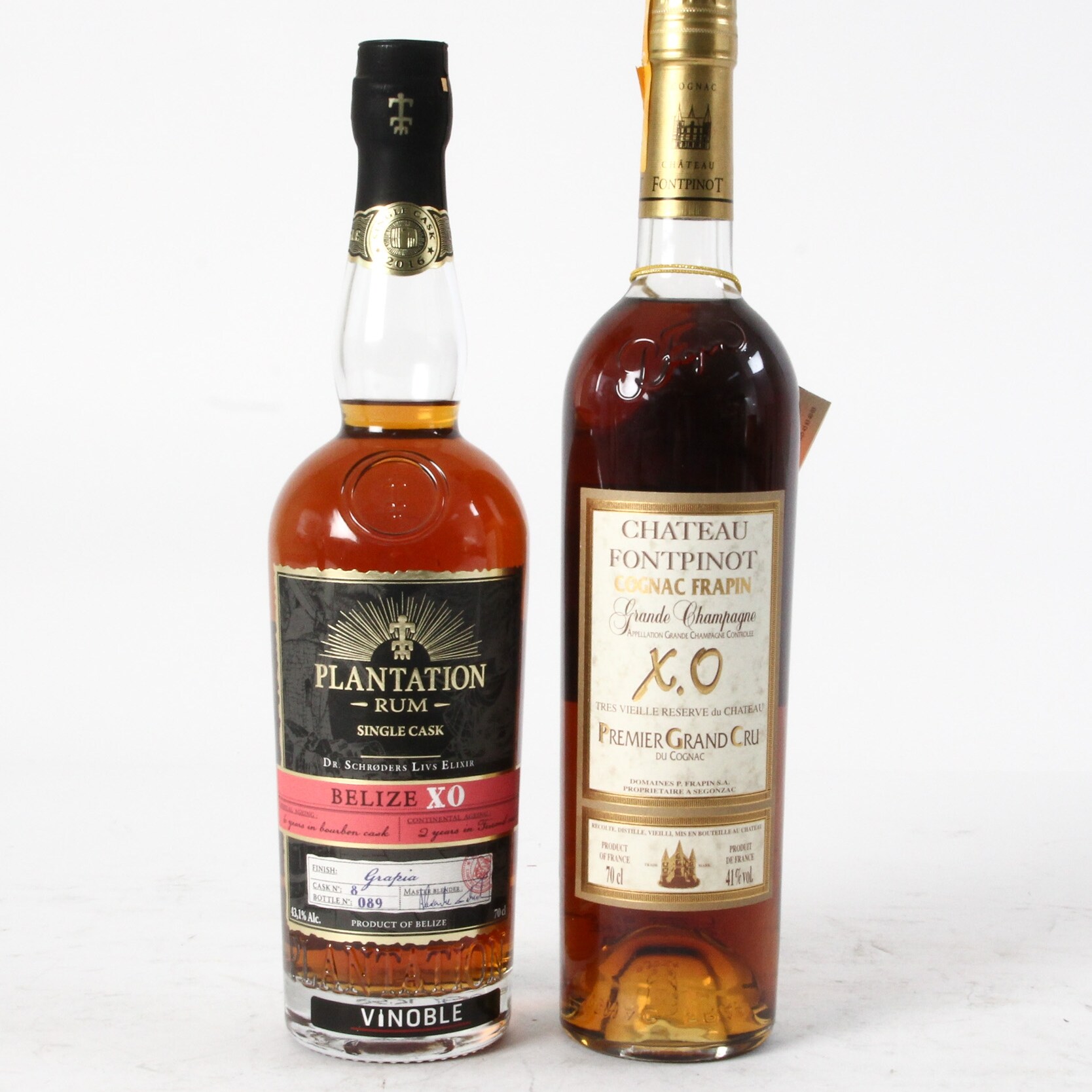 1 fl. Rum Plantation Belize XO og 1 fl. Cognac Frapin Château Fontpinot ...