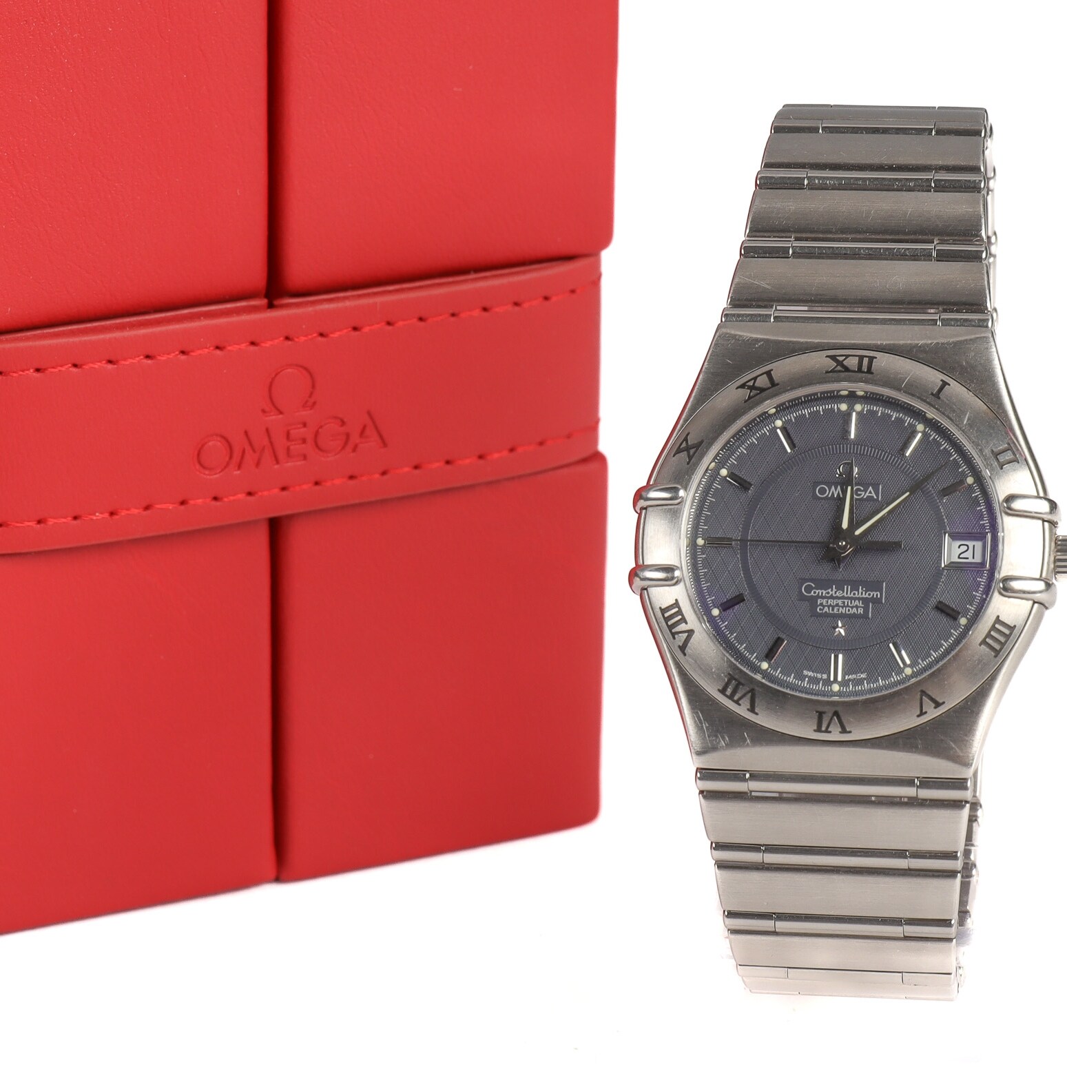 Omega. 'Constellation Perpetual Calendar' men's wristwatch in matt ...