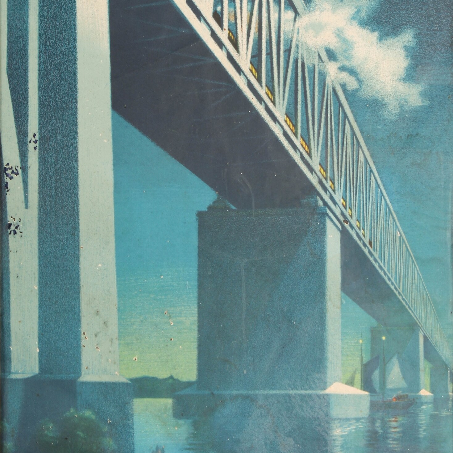 Aage Rasmussen. Poster, 'The Little Belt Bridge. Danish State Railways ...