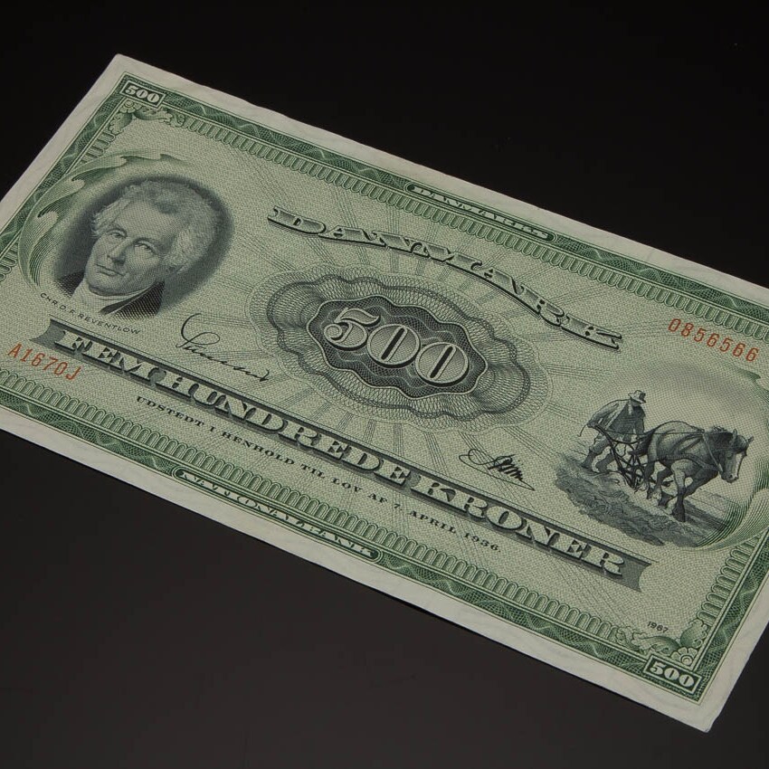 Danmark. 500 kroner pengeseddel 1967 | Lauritz.com