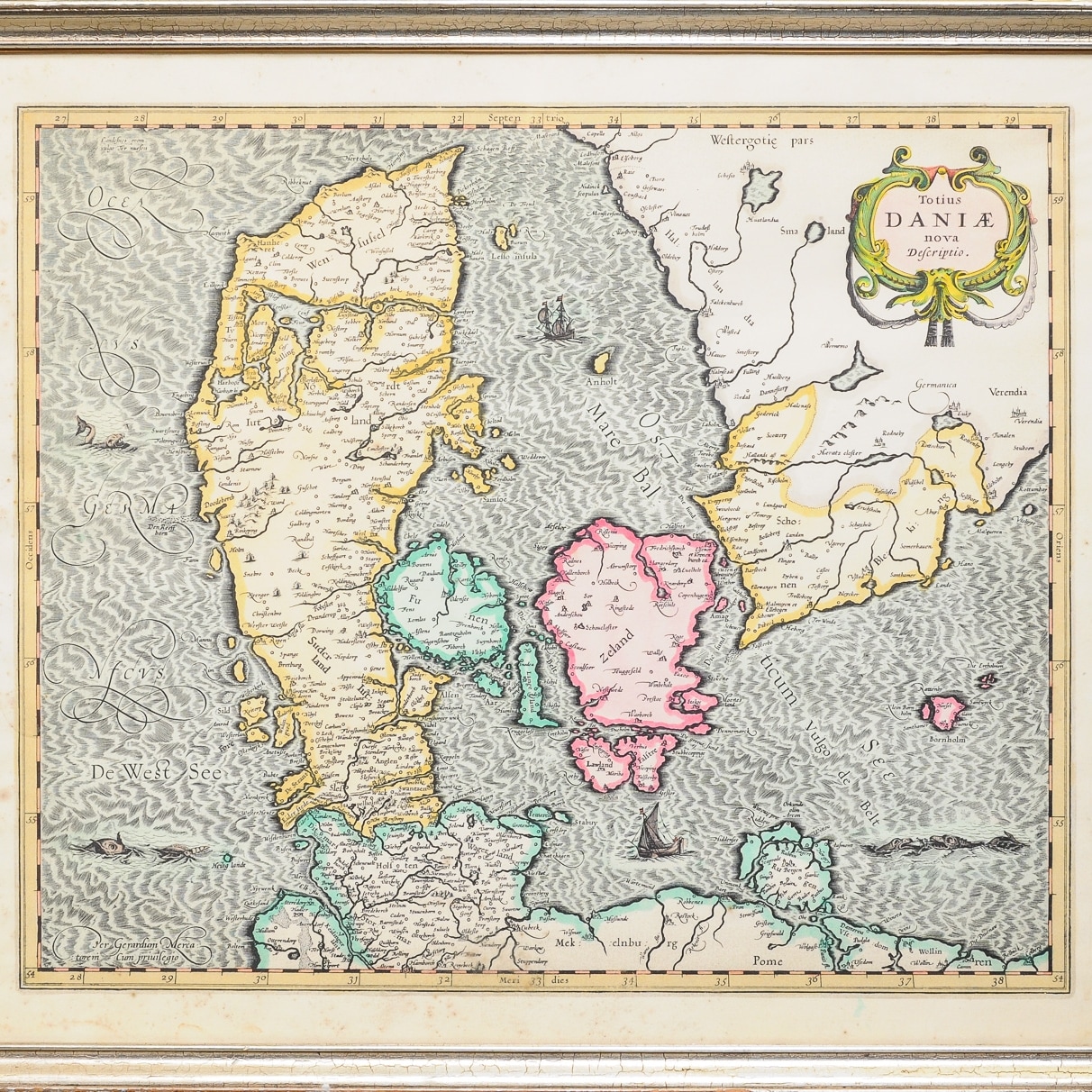 Landkort over Danmark, kobberstik, 1800-tallet. | Lauritz.com