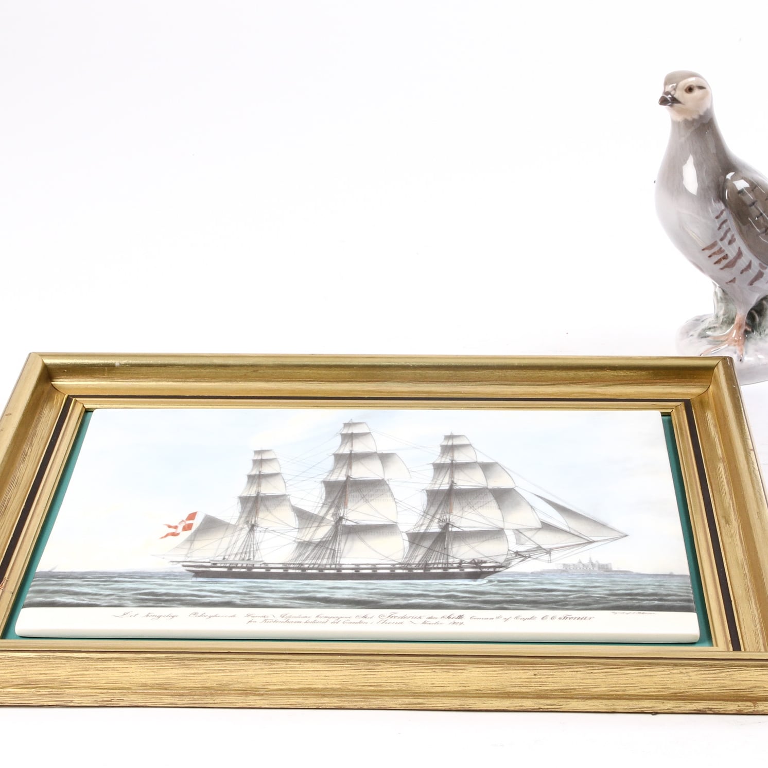 Bing & Grondahl: Ship portrait on porcelain and B&G. Partridge no. 2386 ...