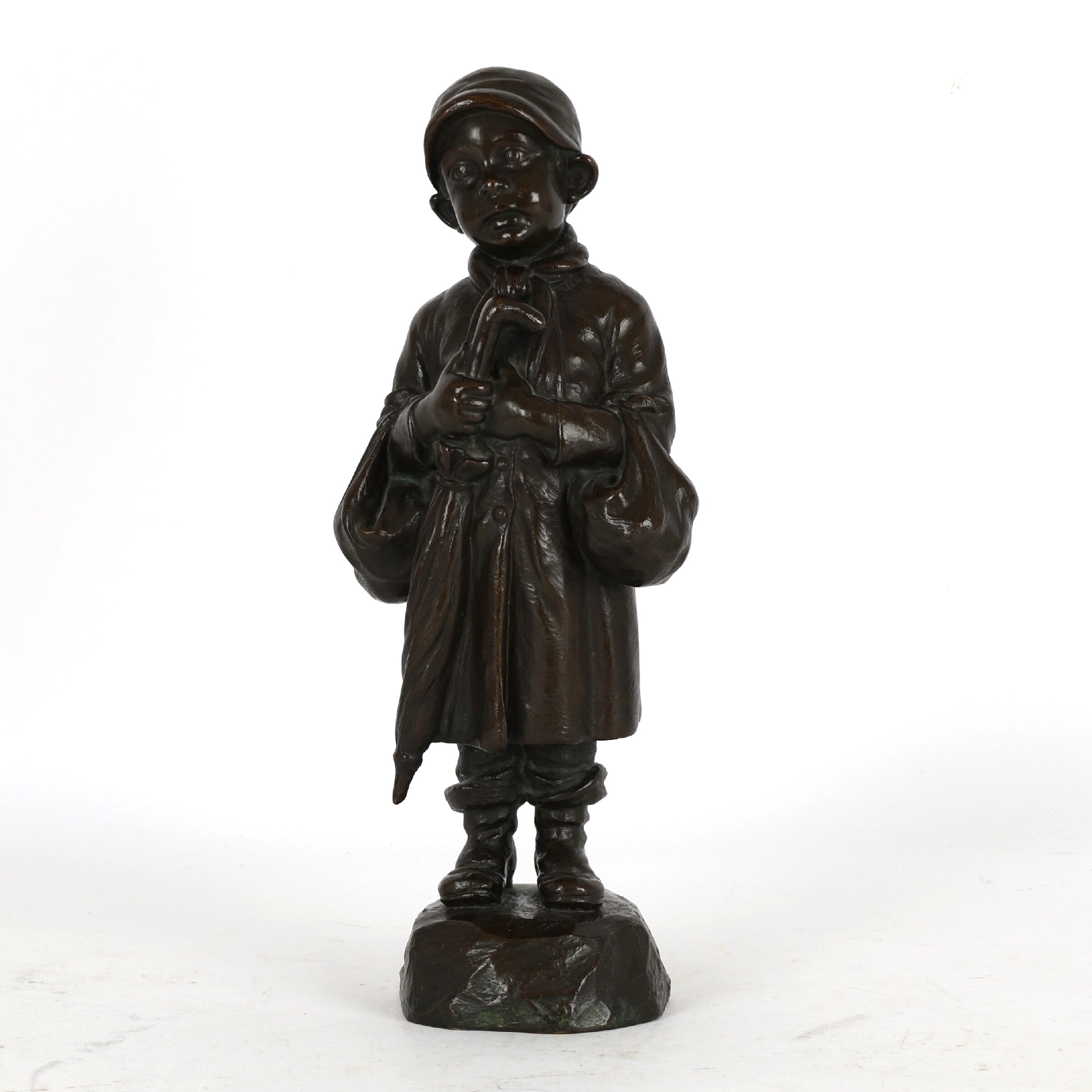 Elna Borch. 'Til Marked i Staden', figur af patineret bronze i form af ...