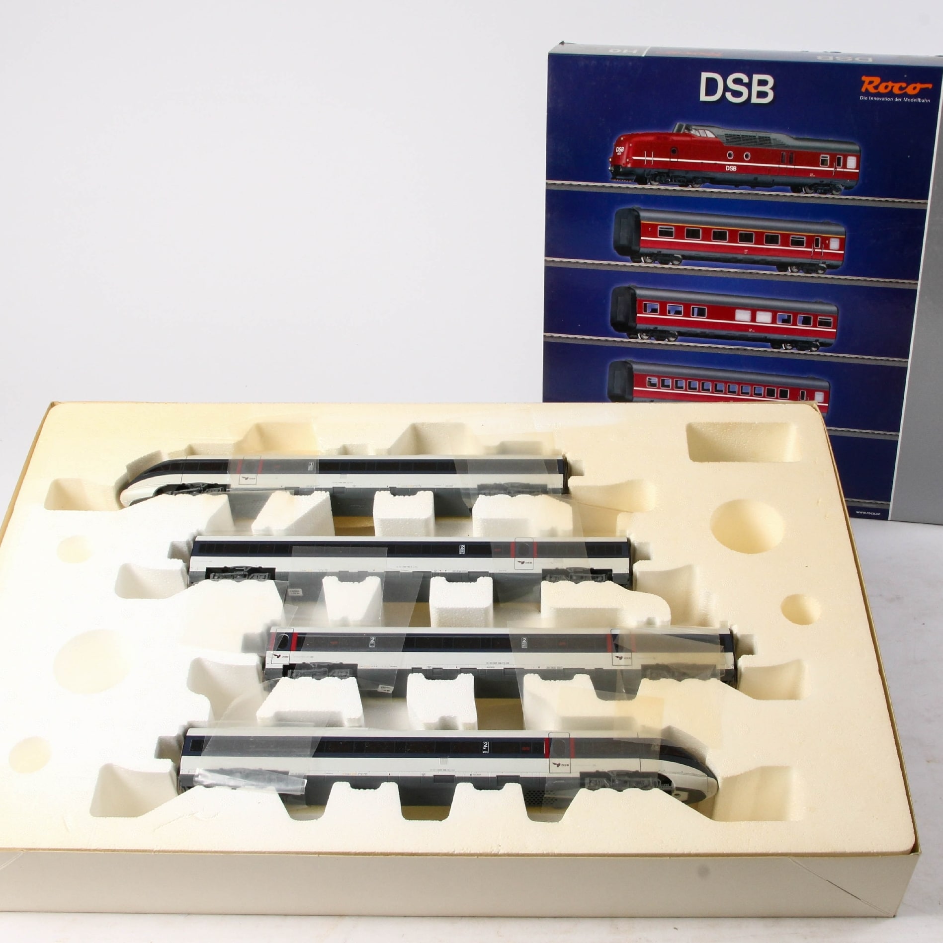 Roco model train scale H0: DSB express train and DSB ICE train set (2 ...