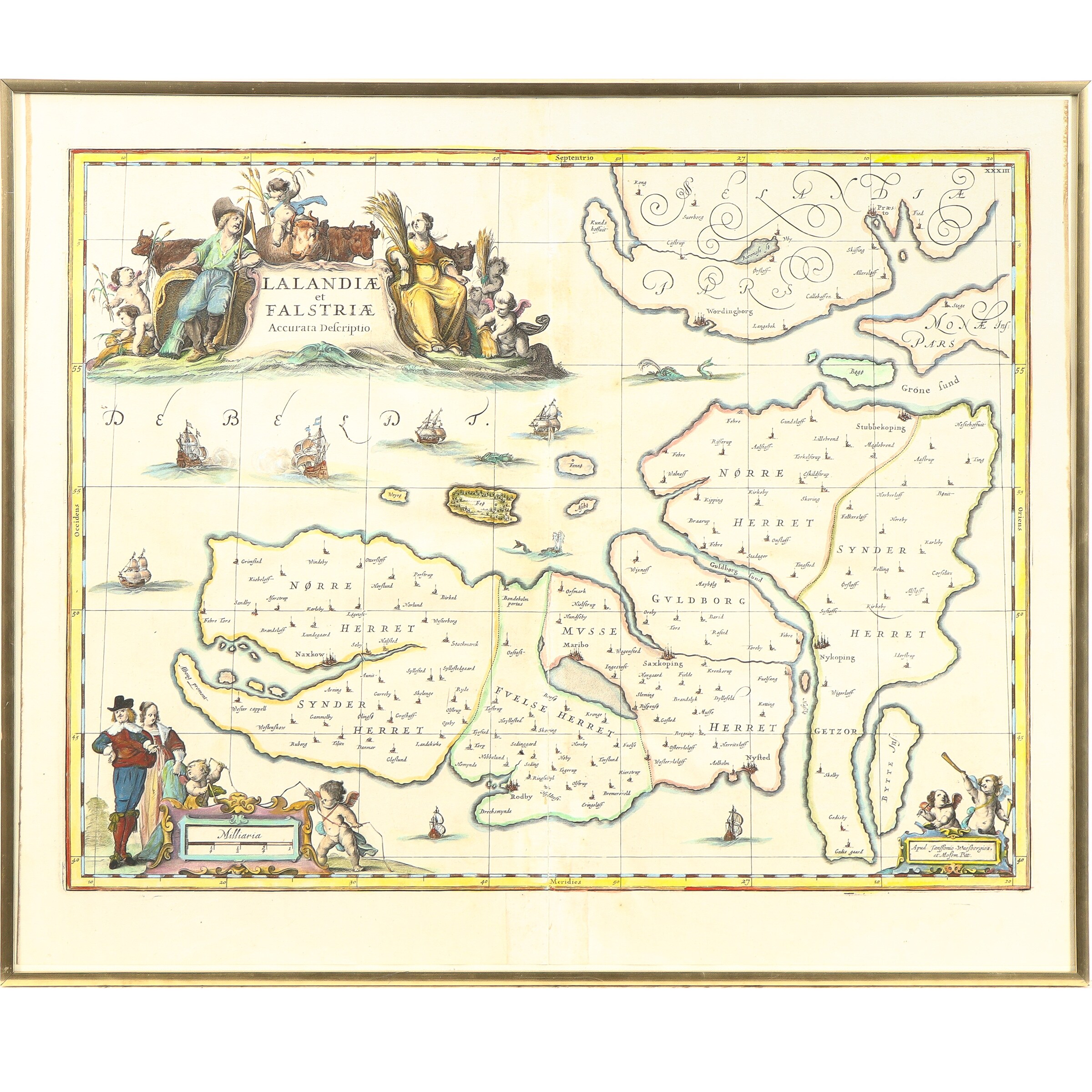 Moses Pitt efter Jan Janssonius. Kort over Lolland-Falster, Danmark ...
