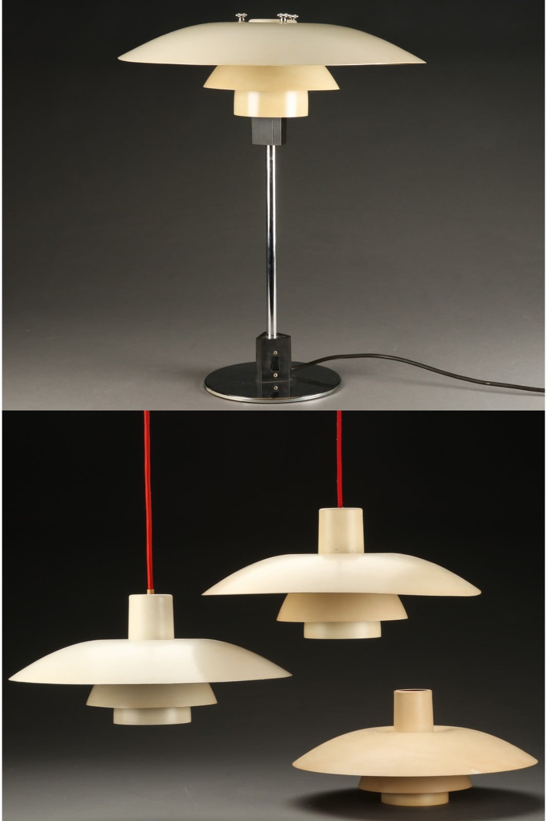 Samling PH-lampe 4/3, samt PH4 skærme (4) | Lauritz.com